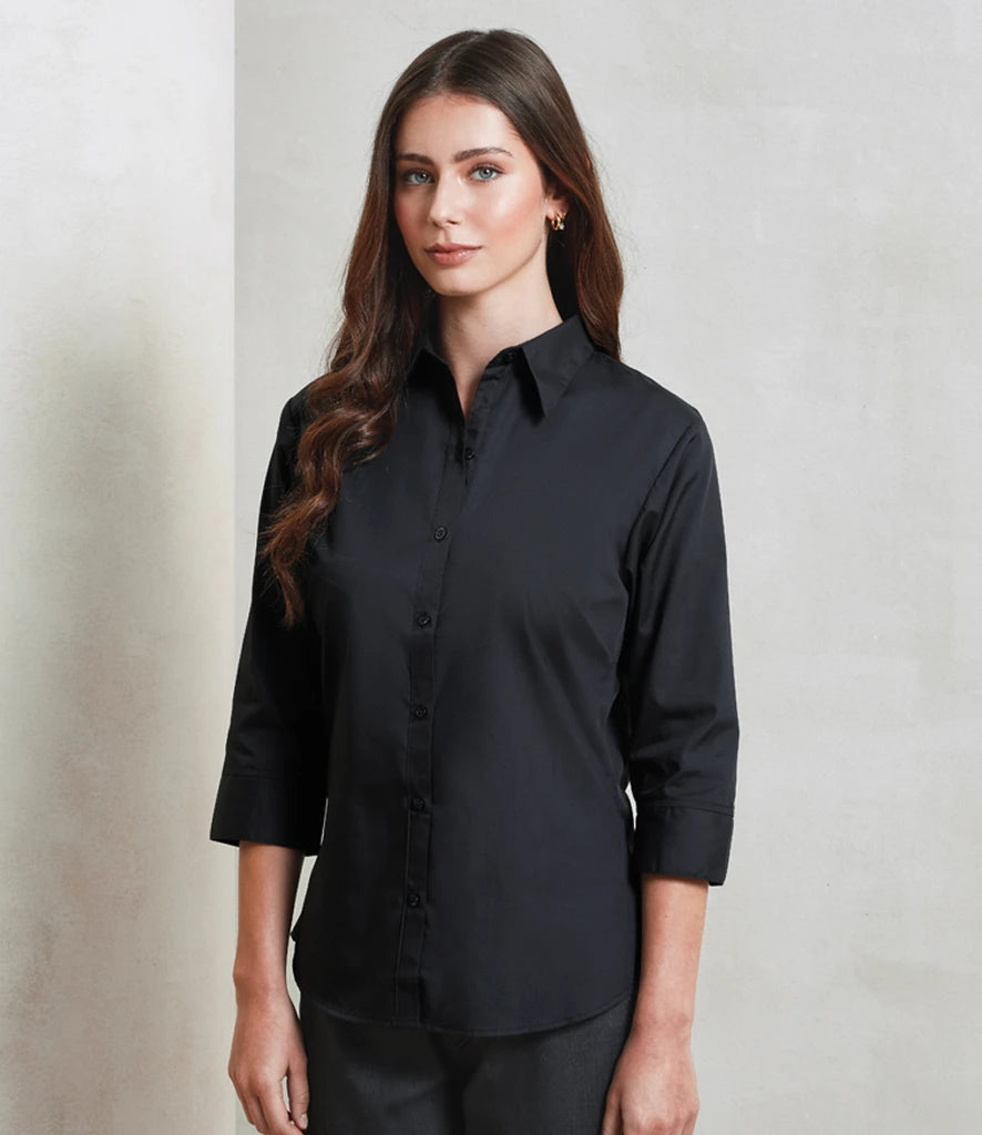 Premier Ladies 3/4 Sleeve Poplin Blouse – Fire Label