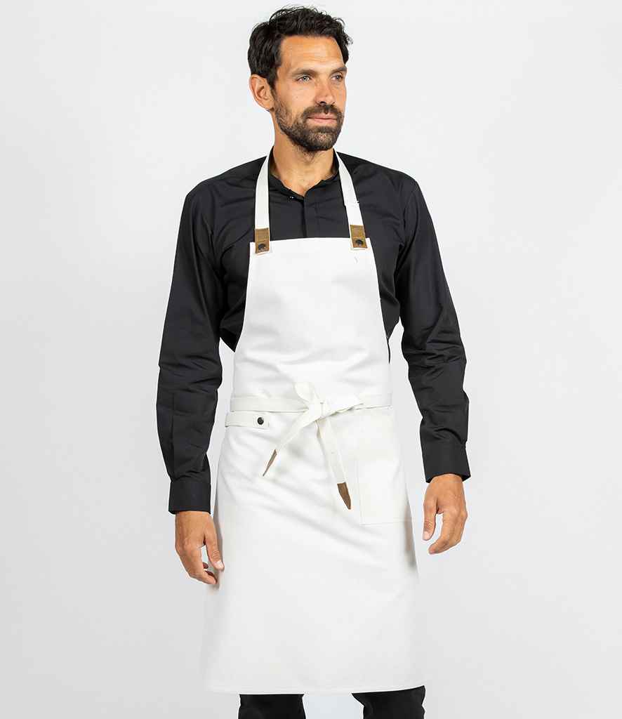 Le Chef Canvas Apron with Leather Tabs LE024 – Fire Label