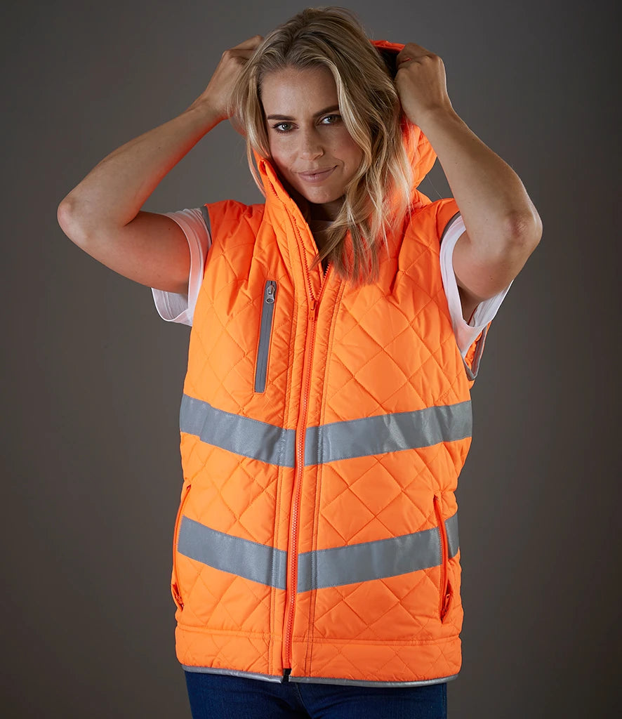 Yoko Hi-Vis Kensington Hooded Gilet – Fire Label