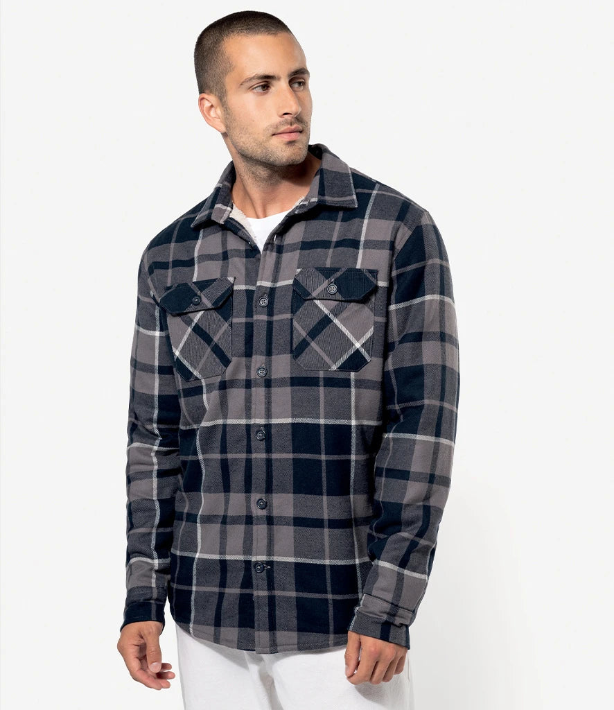 Kariban Sherpa Lined Checked Shirt Jacket – Fire Label