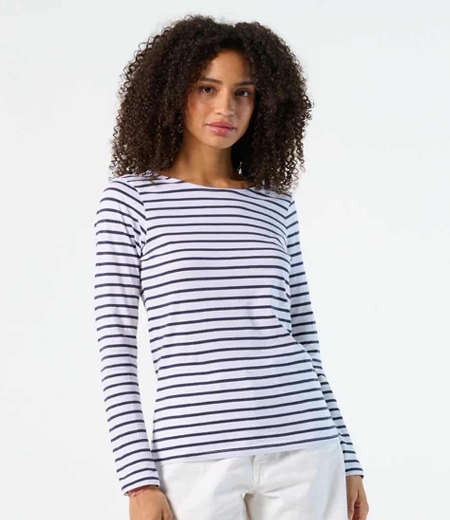 SOL'S Ladies Marine Long Sleeve Striped T-Shirt 01403 – Fire Label
